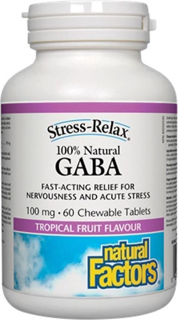 NATURAL FACTORS STRESS RELAX Gaba (100% Natural - 100 mg - 60 Chewable ...